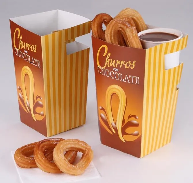 Wholesale Custom Printing White Cardboard Food Take Away Churros Paper ...