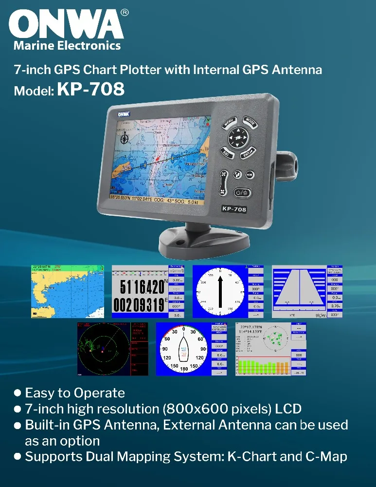 Gps Chartplotter C/w Built-in Gps Antenna Work With K-chart - Buy ...