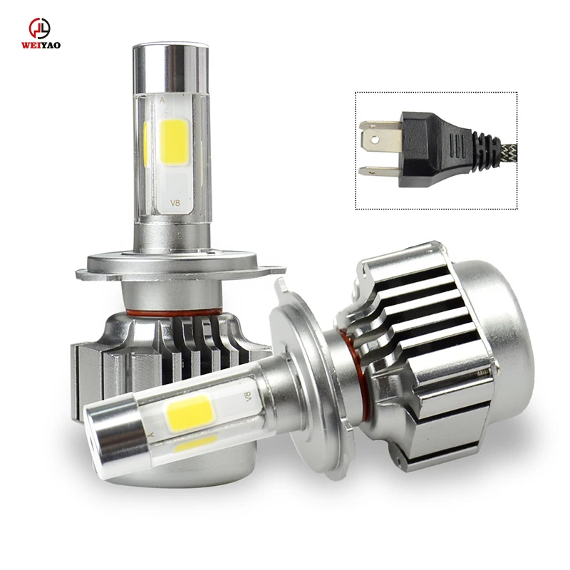 Weiyao Led Headlight V8 H4 Bulbs Dual Hi/low Beam Led Headlight For ...