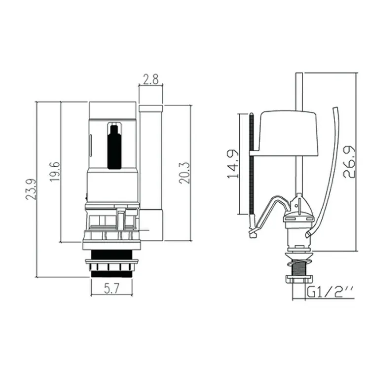 Single Push-button Types Toilet Flushing Mechanisms Cistern Inlet Valve ...