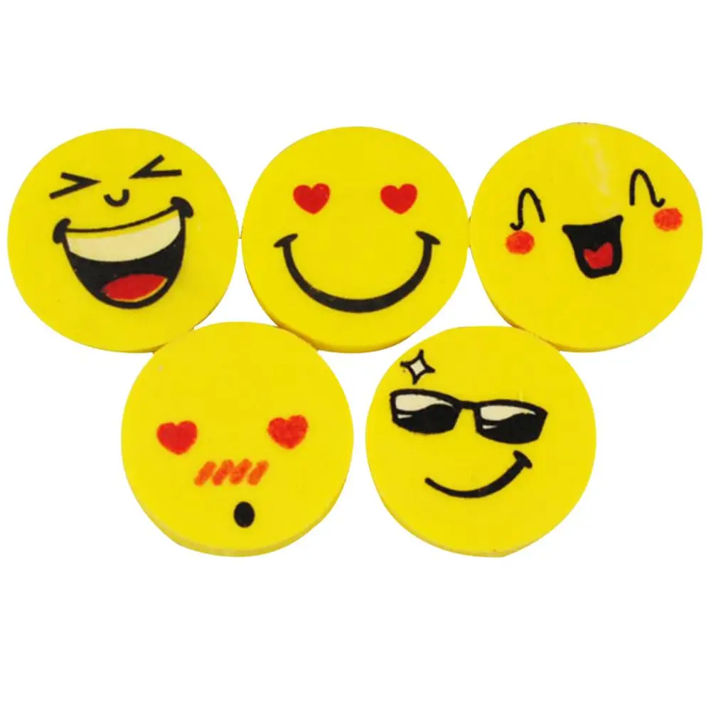 Round Student Customized Logo Printing Smiling Face Custom Eraser - Buy ...