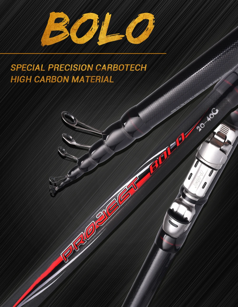 Carbon Bolognese Telescopic Fishing Rod 3.8/ 4.5 / 5.2 / 6.0m 20-40g ...