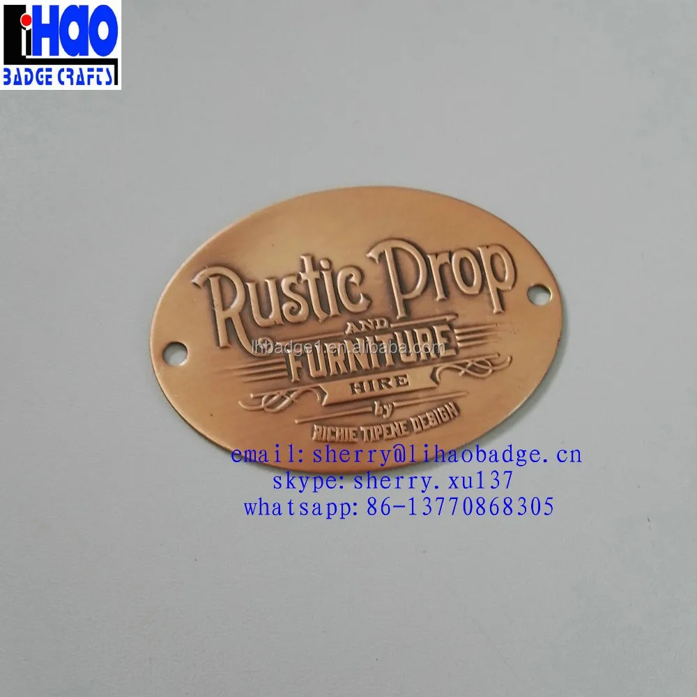 Embossed Metal Furniture Logo/over Shaped Copper Sign Metal Plate - Buy ...