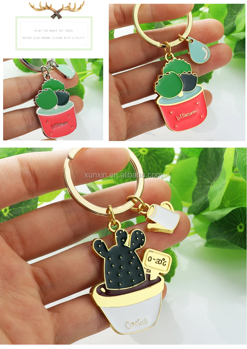Pack Cute Keychainsucculent Pendant Cartoon Plants Key Ring Cactus ...