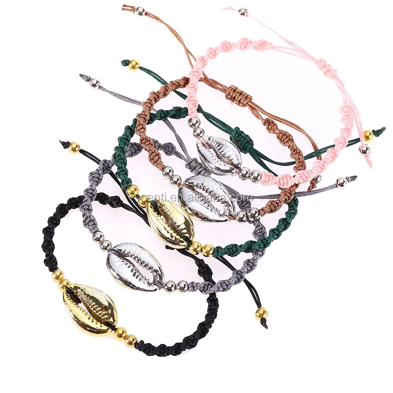 Natural Cowrie Sea Shell Macrame Bracelet - Adjustable & Stylish