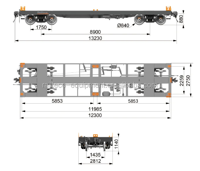 2-TEU Container Wagon (1435 Gauge) - Efficient Rail Transport