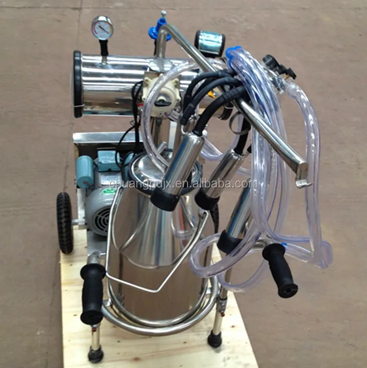 Low Noise Vacunm Pump Movable Milking Machine Ss201 Single Bucket Dairy ...
