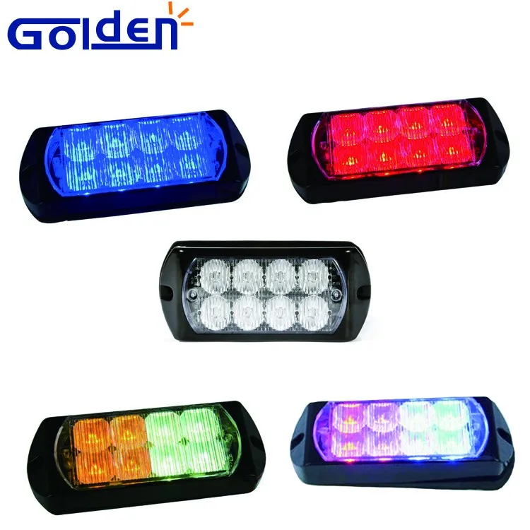 Red And Blue Strobe 6 Led Mini Grille Lighthead Police Lights Warning ...