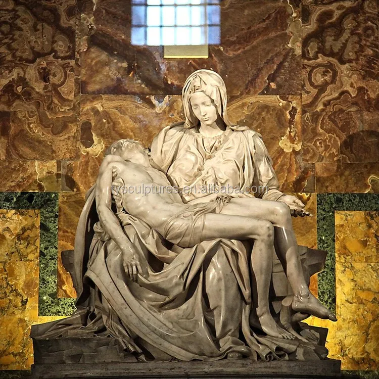 Famous Grave Stone White Marble Pieta Statues Virgin and Jesus