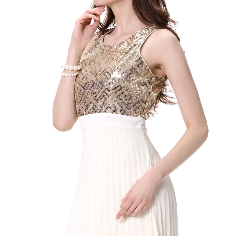 Fashion Round Neck Gold Women Long Prom Dress - Buy Prom Dress,Long ...