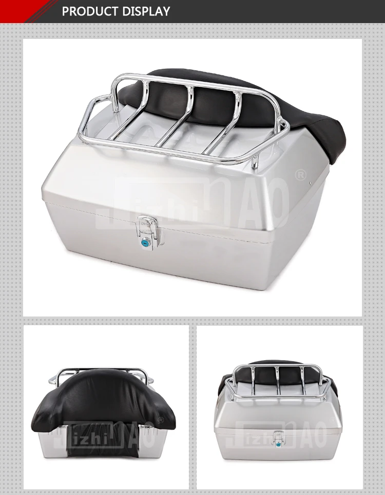 X Large Motorcycle Trunk for Harley Honda - Big Backrest