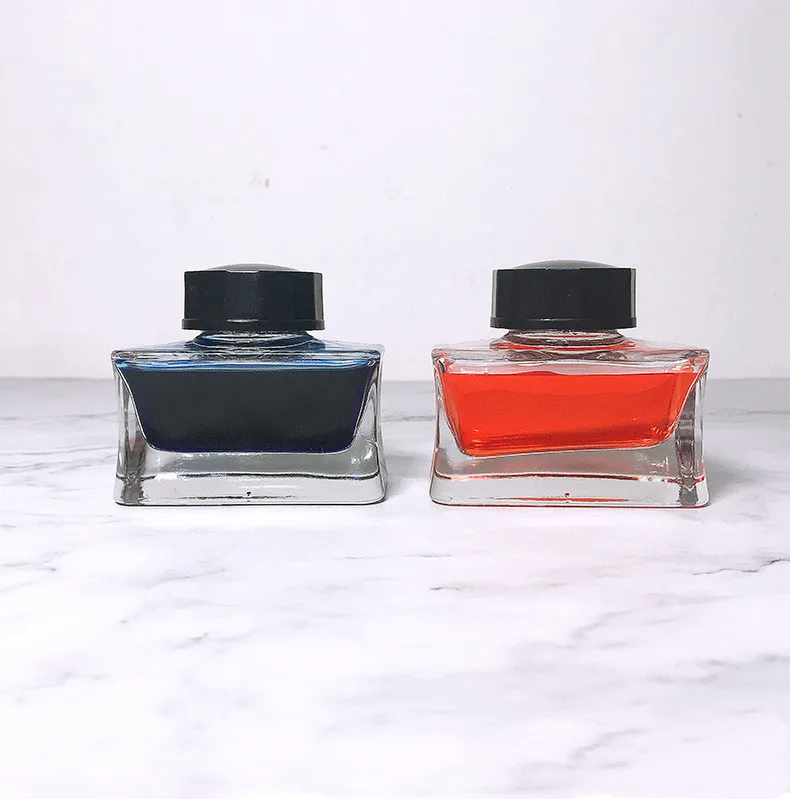 High Quality 50ml Transparent Empty Rectangle Glass Bottle Pen Ink ...