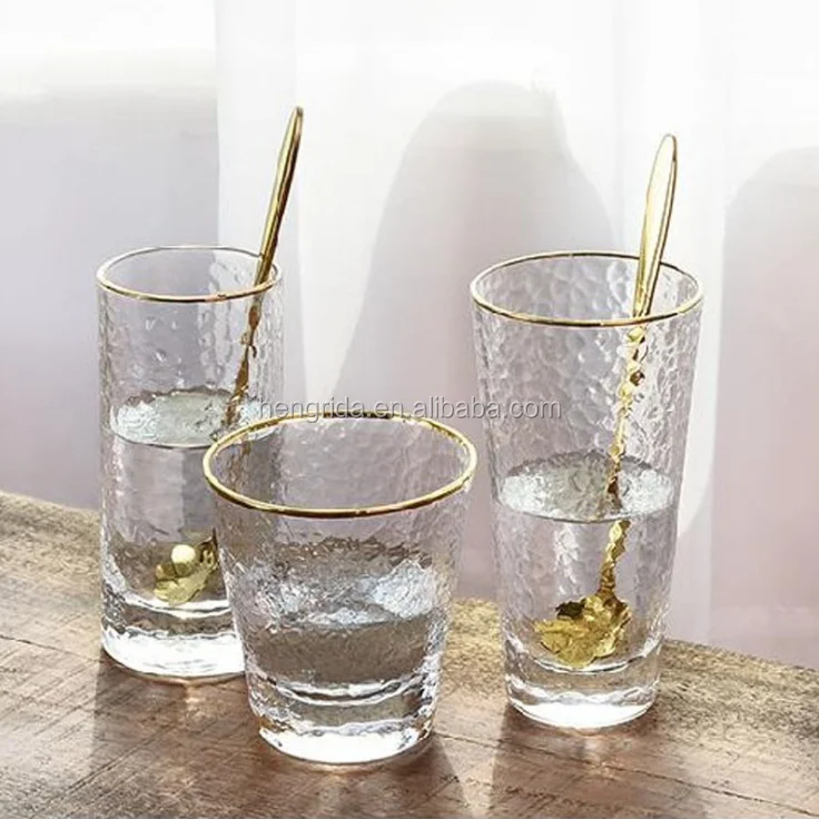 300ml 350ml 450ml Heat-resistant Glass Cup Rimmed with Gold Line for ...