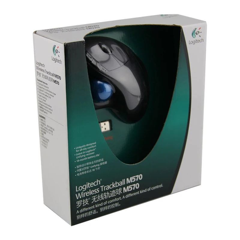Logitech M570 2.4g Wireless Gaming Mouse Optical Trackball Ergonomic ...