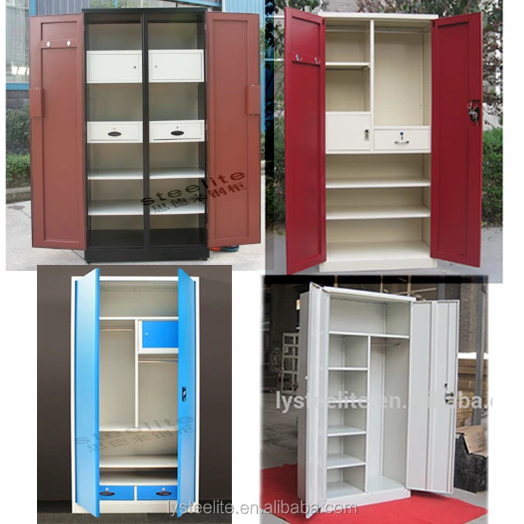 Cheap Indoor Metal Almirah Almari Besi Furniture Bedroom 2 Door Steel ...