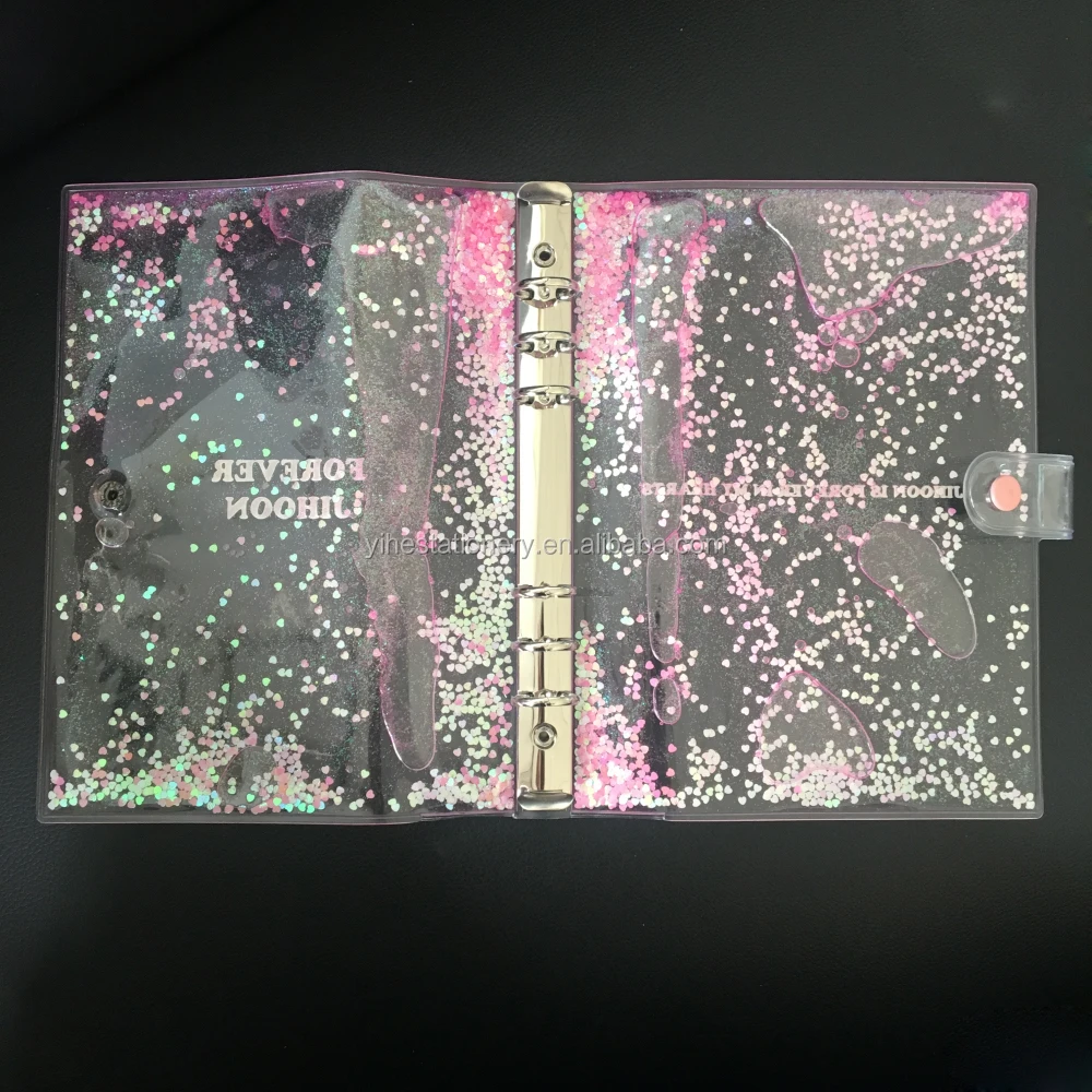 Transparent PVC Book Cover Plastic Filler Diary Cover Floating Sequins ...