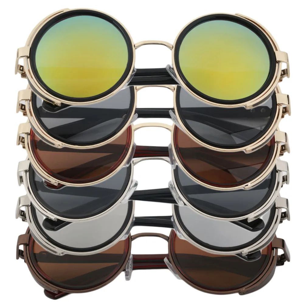 Men Women Metal Wrap Gothic Steampunk Sunglasses Eyeglasses Round ...