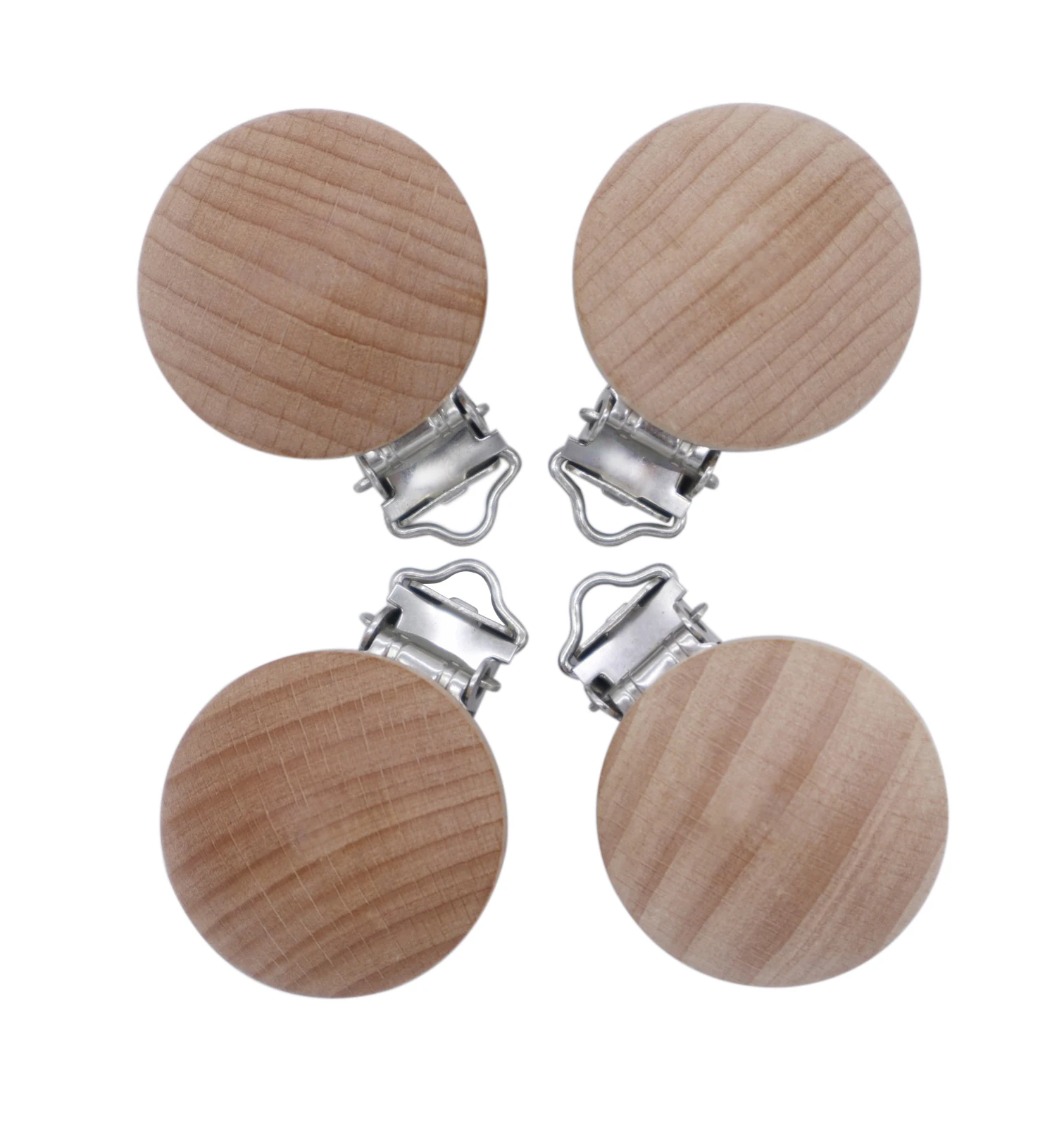 Custom Logo Beach Wooden Baby Round Pacifier Holder Clips For Baby ...