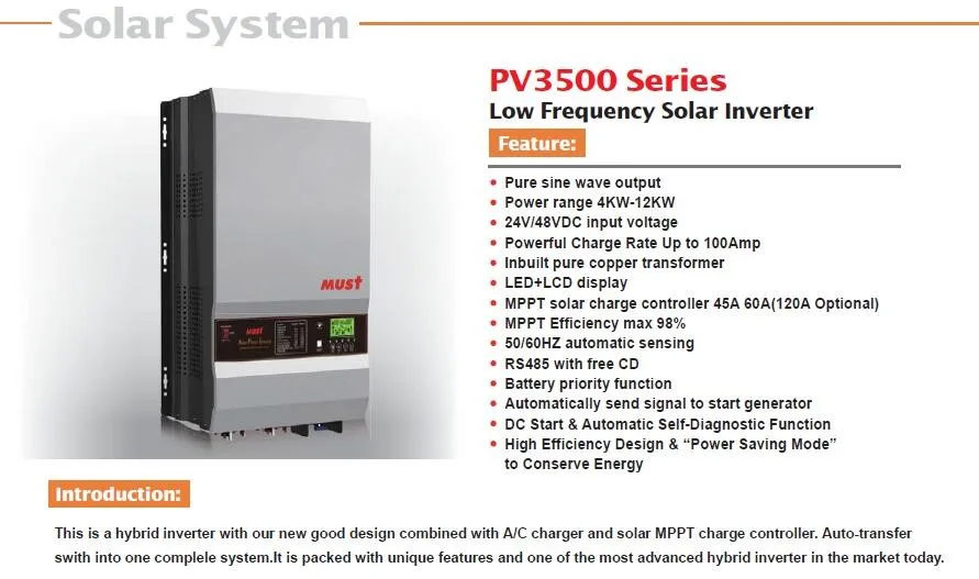 48v 8kw 10kw 12kw Solar Inverter With 120a Mppt Controller Pv3500 - Buy ...
