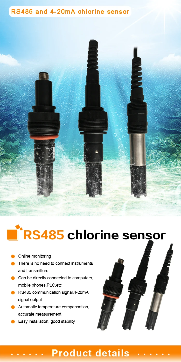 Industrial Online Rs485 Chlorine Sensor Probe Residual Chlorine Sensor ...