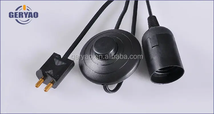 Sweden Power Cord Plug With Foot Pedal Switch And E27 Light Socket For ...