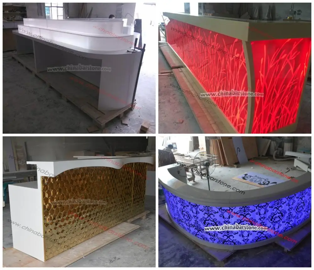 Solid Surface Long Commercial Pub Cafe Wine Bar Drinking Counter With ...