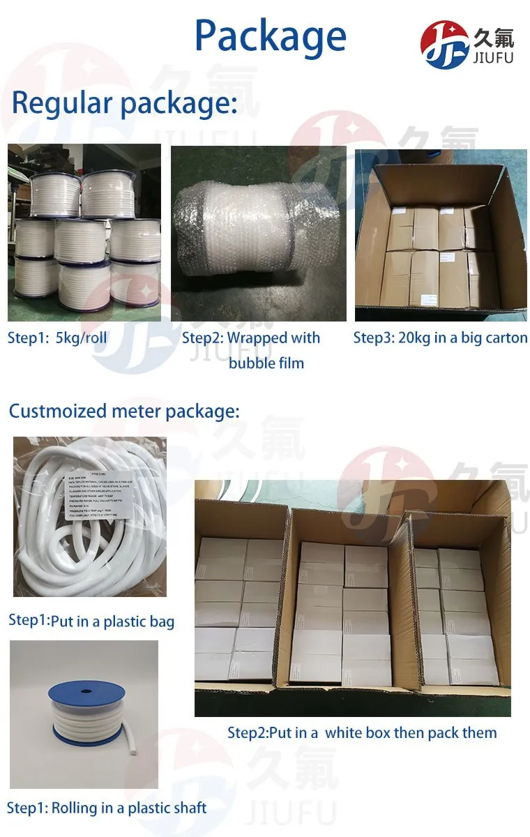JF-PTFE Expanded Polytetrafluorethylen Gasket Soft Valve Stem Packing ...
