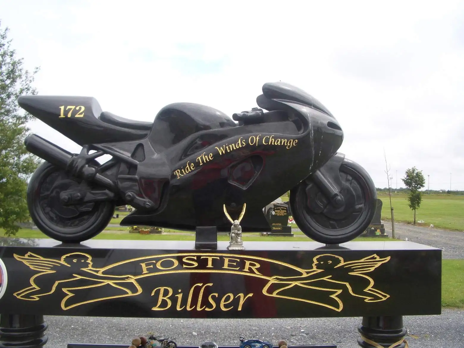 Cemetery Usage Indian Black Granite Headstone In Motorcycle Design ...