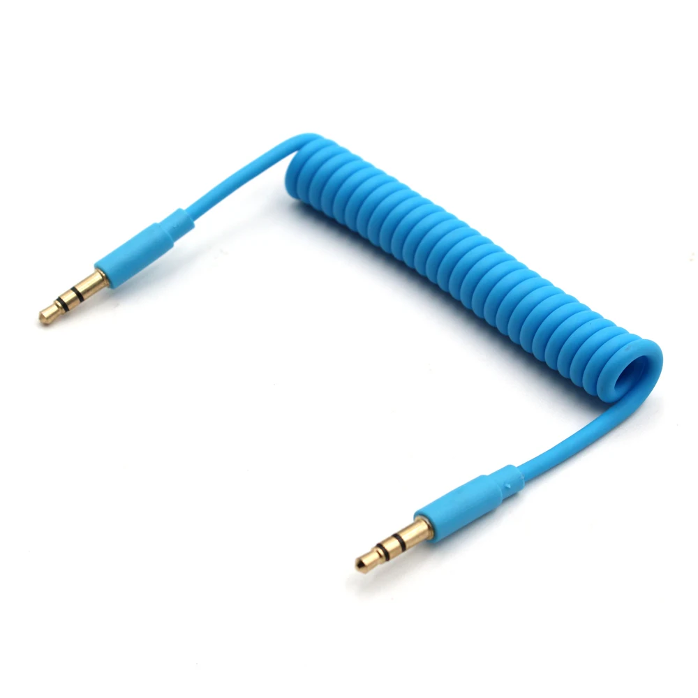 Spring Wire 3 Pin Male To Male Jack Aux Audio Cable With 3.5mm For Car ...