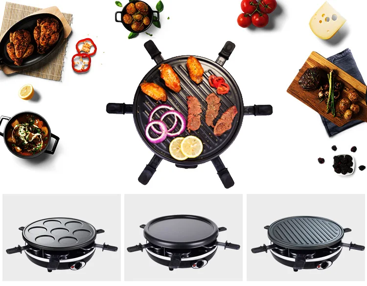 2 in 1 6-Person Flat Top Electrical Korean Griddle BBQ