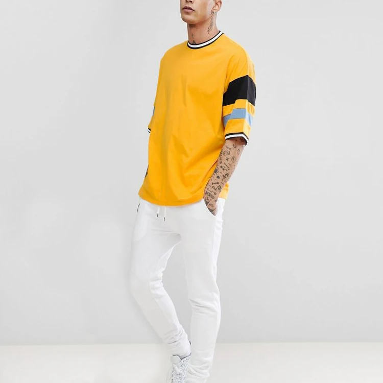 Custom Oversized Fit Color Block T Shirt Men - Buy Color Block T Shirt ...