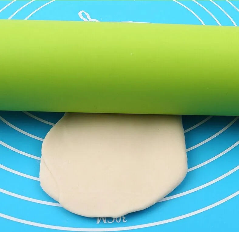Colorful Large Silicone Rubber Rolling Pin Adjustable With Wooden ...