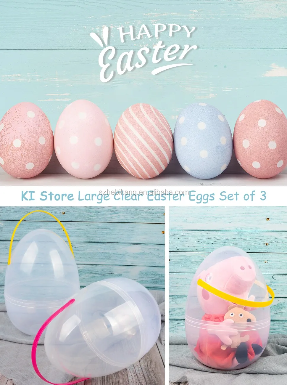 Giant Easter Egg - 10-Inch Plastic Jumbo Clear Egg Hunt Basket