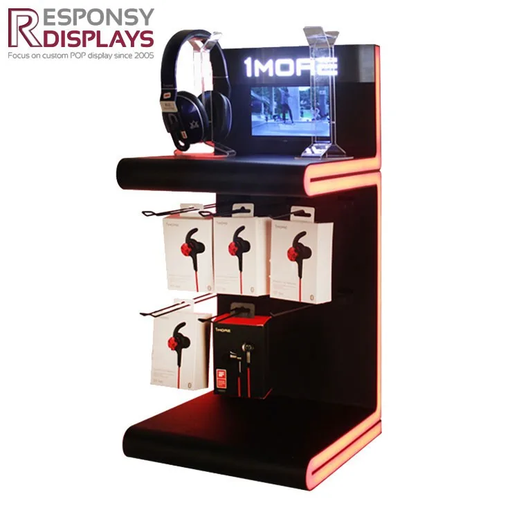 OEM High End Headset with LCD Screen Rack Metal Display
