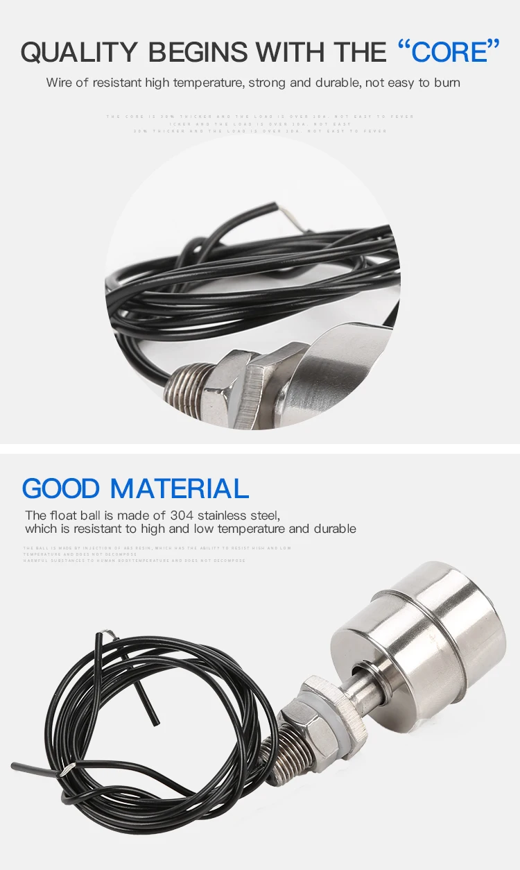 12 V Mini Stainless Steel Float Level Switch Vertical Level Control ...