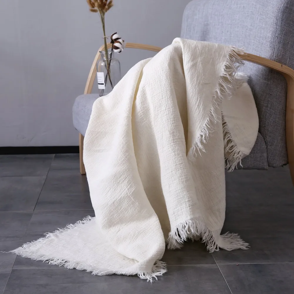 Fringed Pure Linen Blankets Heavy Linen Fabric Made Customer Size - Buy ...