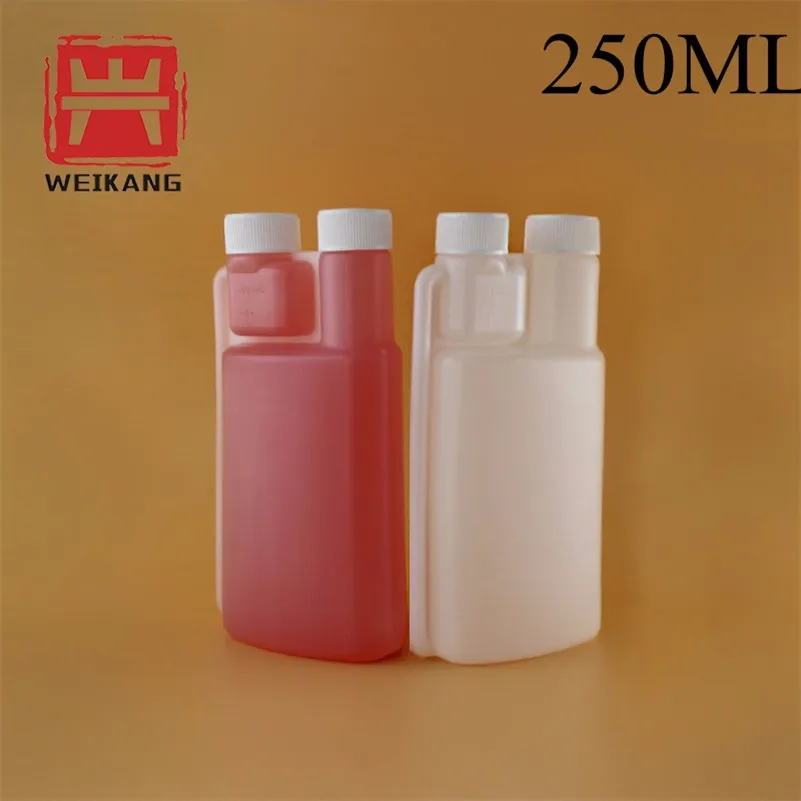 250ml 500ml 1000ml Plastic Double Dual Chamber Twin Neck Bottle