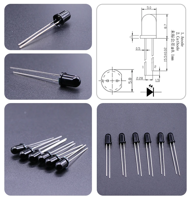 120 Degree 940nm Black Lens IR Emitter/receiver Photo LED Diode
