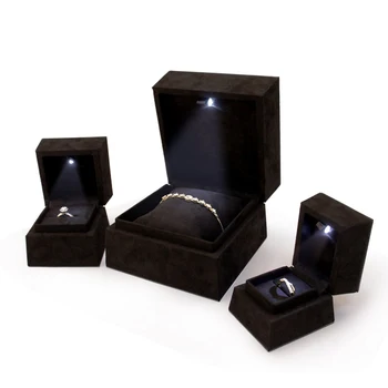 Luxury Led Light Leather Ring Bracelet Necklace Box Ring Box With Led ...