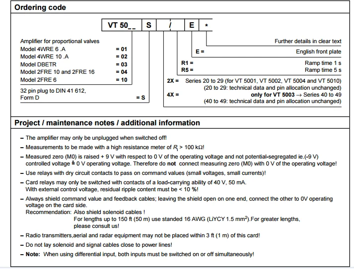 Rexroth VT5001,VT5002,VT5003,VT5004,VT5005,VT5006,VT5010,VT5011,VT5012 ...