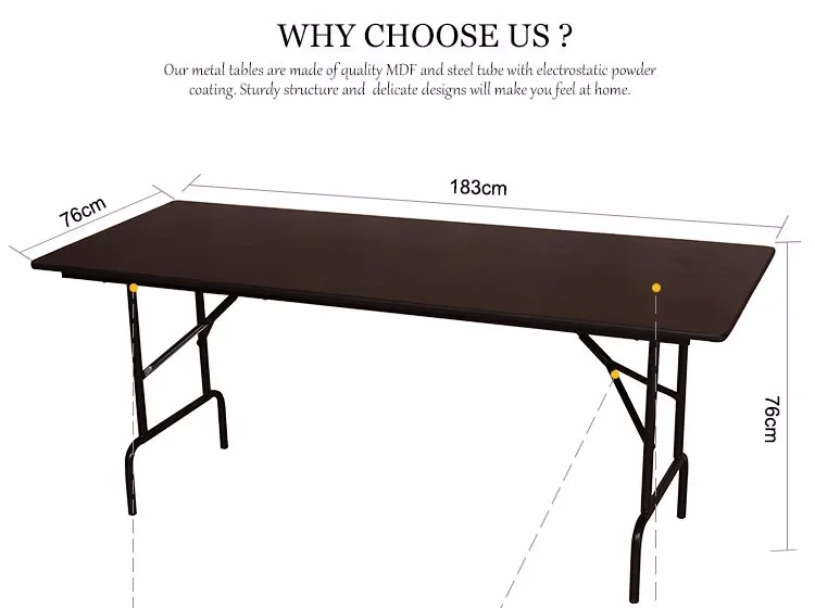 Rectangular Wood Narrow Folding Tables With Metal Frame - Buy Narrow ...