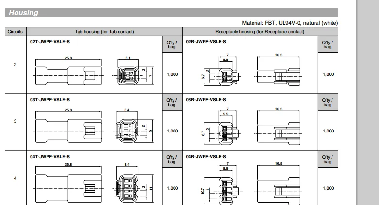 Jst 2.0mm Pitch 2pin Jwpf Series Housing Connector - Buy Jwpf Connector ...