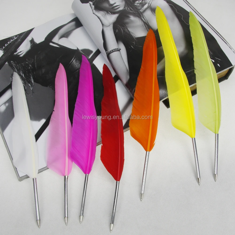 Popular Feather Colorful Bird Pen Set Feather Quill Pen - Buy ...