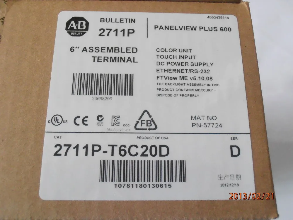 Allen Bradley Hmi Panel Táctil 2711 P Panelview Plus 600 2711p-t6c20d ...