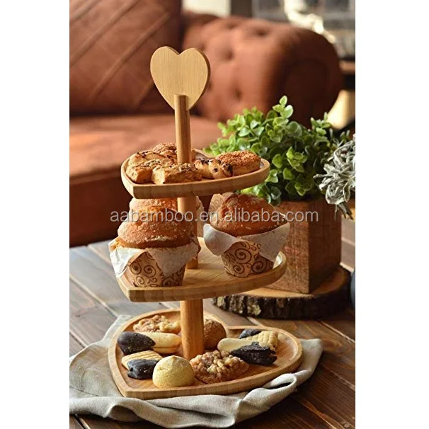Bamboo 3 Tier Serving Platters Wooden Tray - Buy 3 Tier Serving ...
