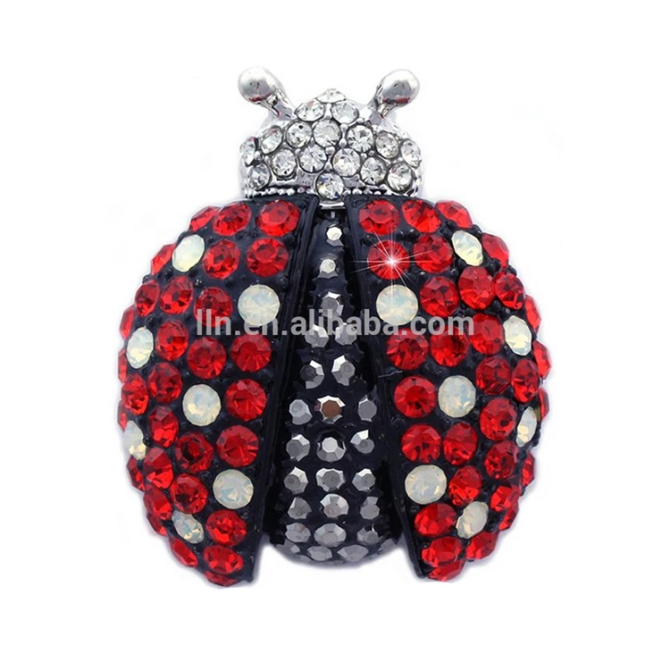 Antique Gold Rhinestones Ladybug Brooch Crystal Custom Pins