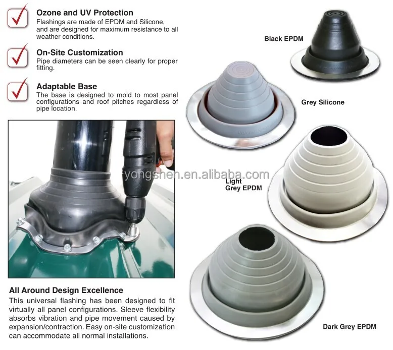 Epdm/silicone Rubber Pipe Roof Flashing - Buy Pipe Flashing,Rubber Pipe ...
