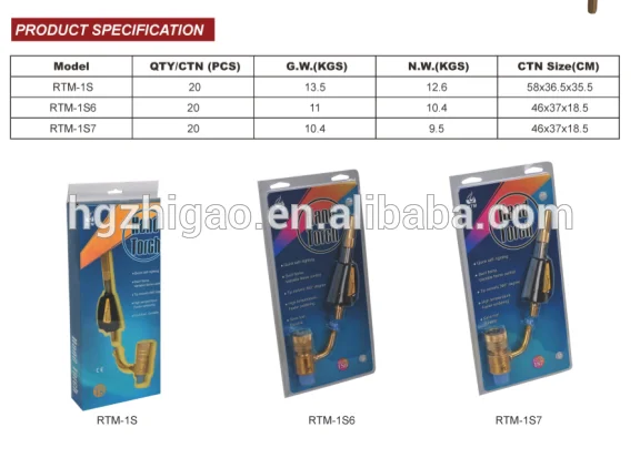 Single Braze Welding Torch RTM-1S6 with Auto Lighting