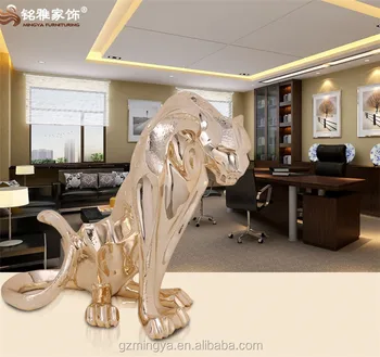 Office Table Tiger Animal Resin Crafts Leopard Sculpture For Indoor ...