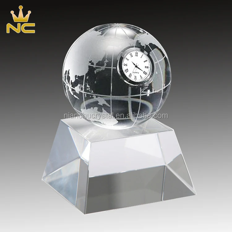 Personalized Glass Ball Souvenirs - Desktop Crystal Globe Clock